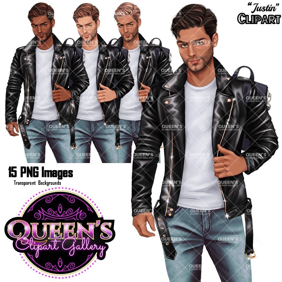 Man Clipart, Boyfriend Clipart, Man in Leather Jacket Clipart, Boy ...