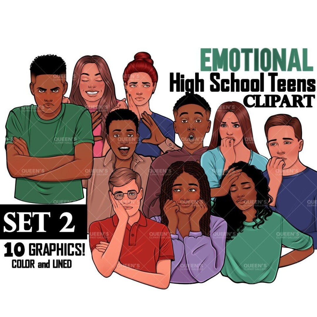 Emotional Teens Clipart Teenagers Mature High School - Etsy