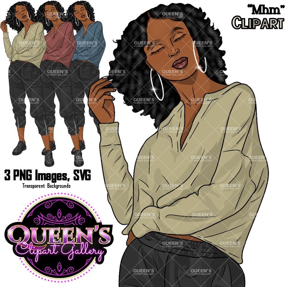 Afro Woman Clipart, Black Girl Magic, Girl Boss Clipart, African ...