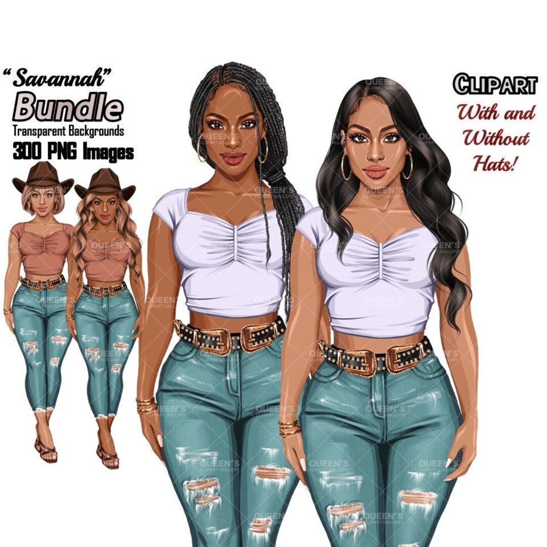 Afro Denim Jeans Girl, Jeans Girl Clipart, Woman Clipart, Fashion Girl ...