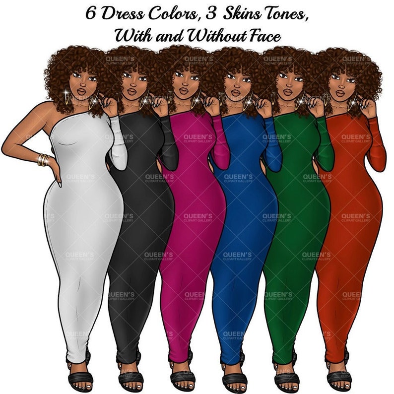 Afro Girl Clipart, Fashion Clipart, Black Woman Clipart, Black Girl ...