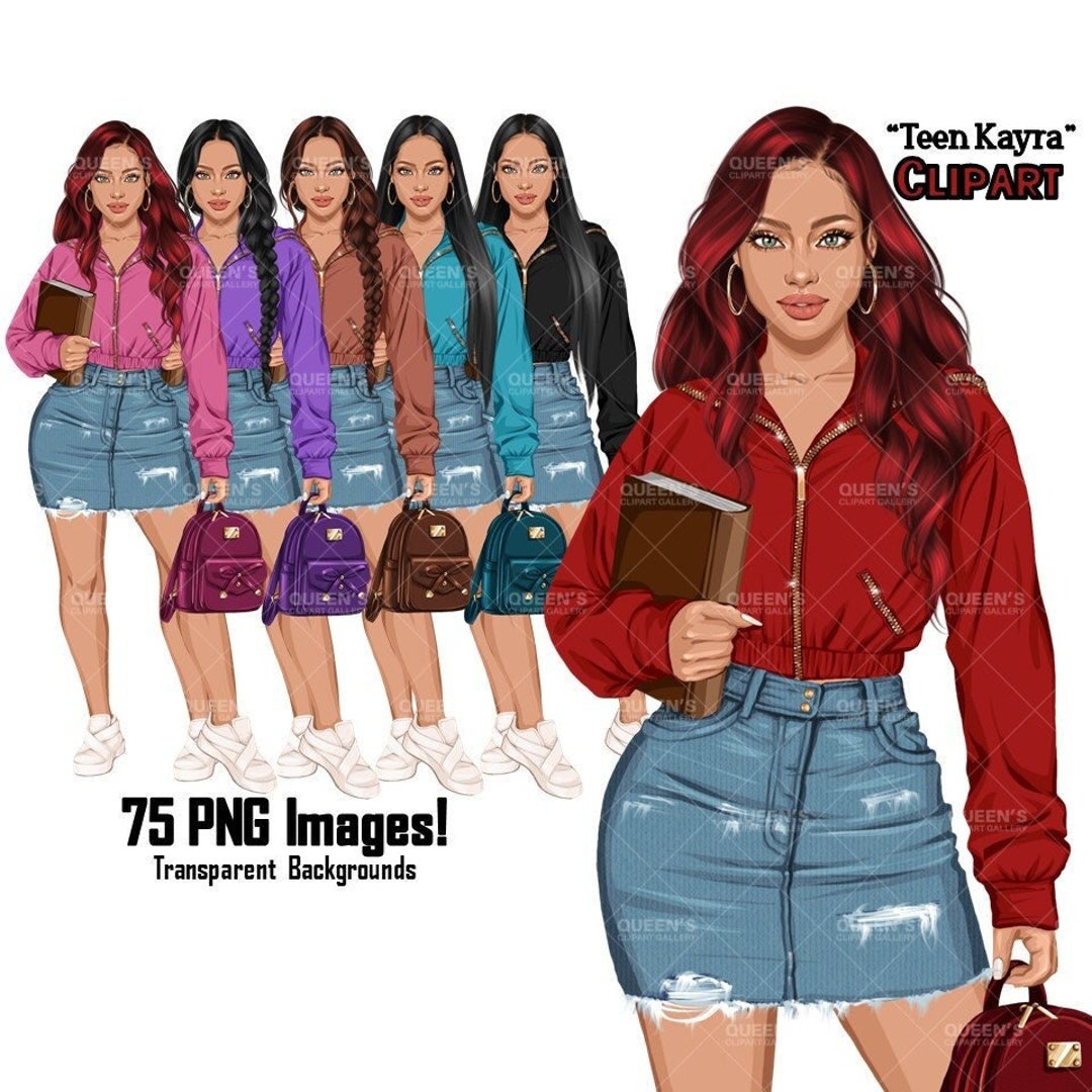 Denim Jeans Girl, Jeans Girl Clipart, Teenager Clipart, Fashion Girl ...