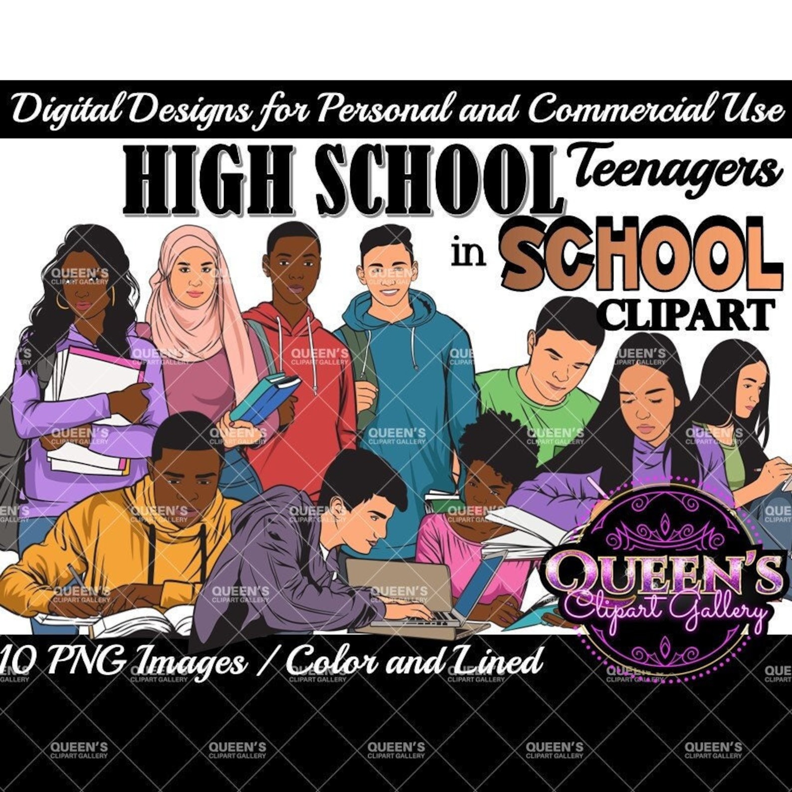 Teenagers Clipart, School, Students, Male Teen Clipart, Female Teen ...
