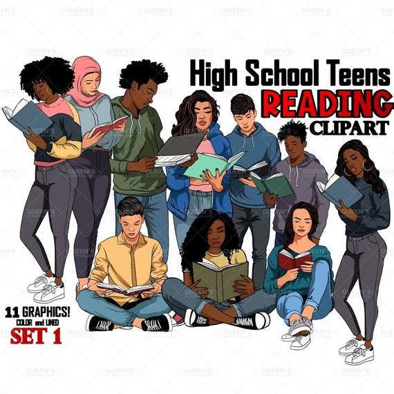 Teen Girl Reading A Book Clipart