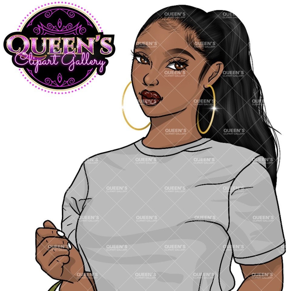 Denim Jeans Girl, Jeans Girl Clipart, Curvy Girl Clipart, Afro Woman ...