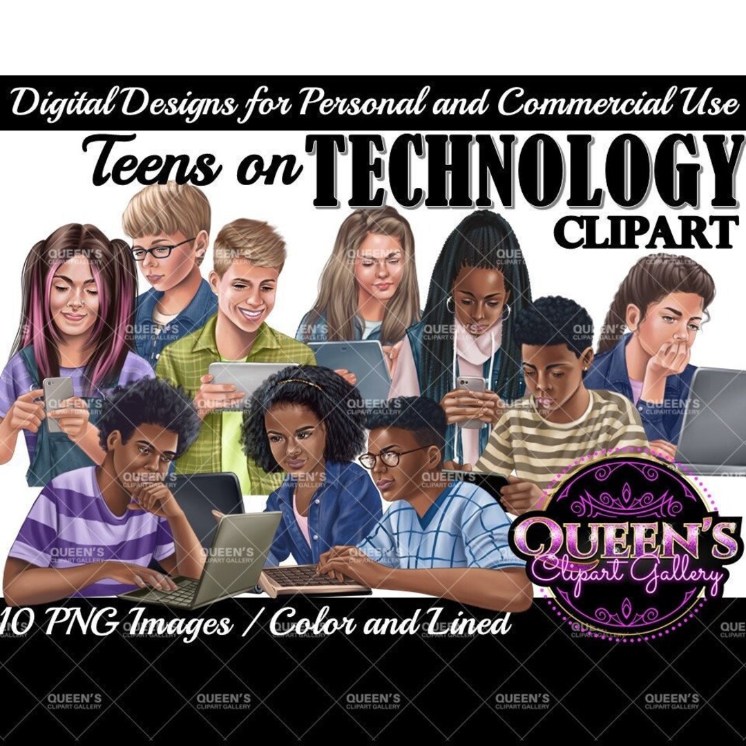 Teens on Technology Clipart, Technology Clipart, Teenagers Clipart ...