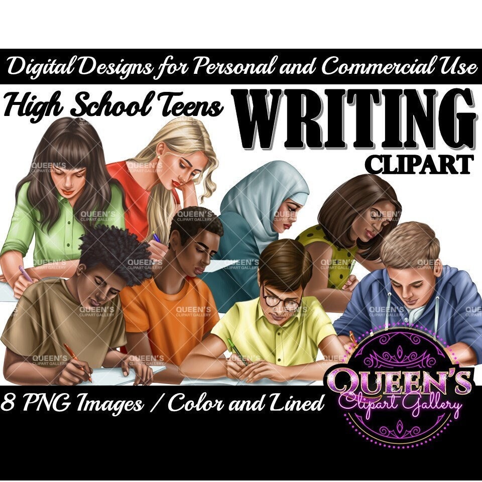 Teens Writing Clipart, Teenager Clipart, Back to School, Writing ...