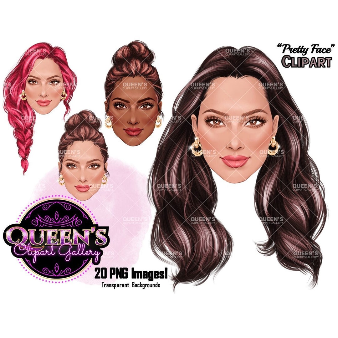 Woman Face Clipart, Hairstyles Clipart, Face Clipart, Face Chart ...