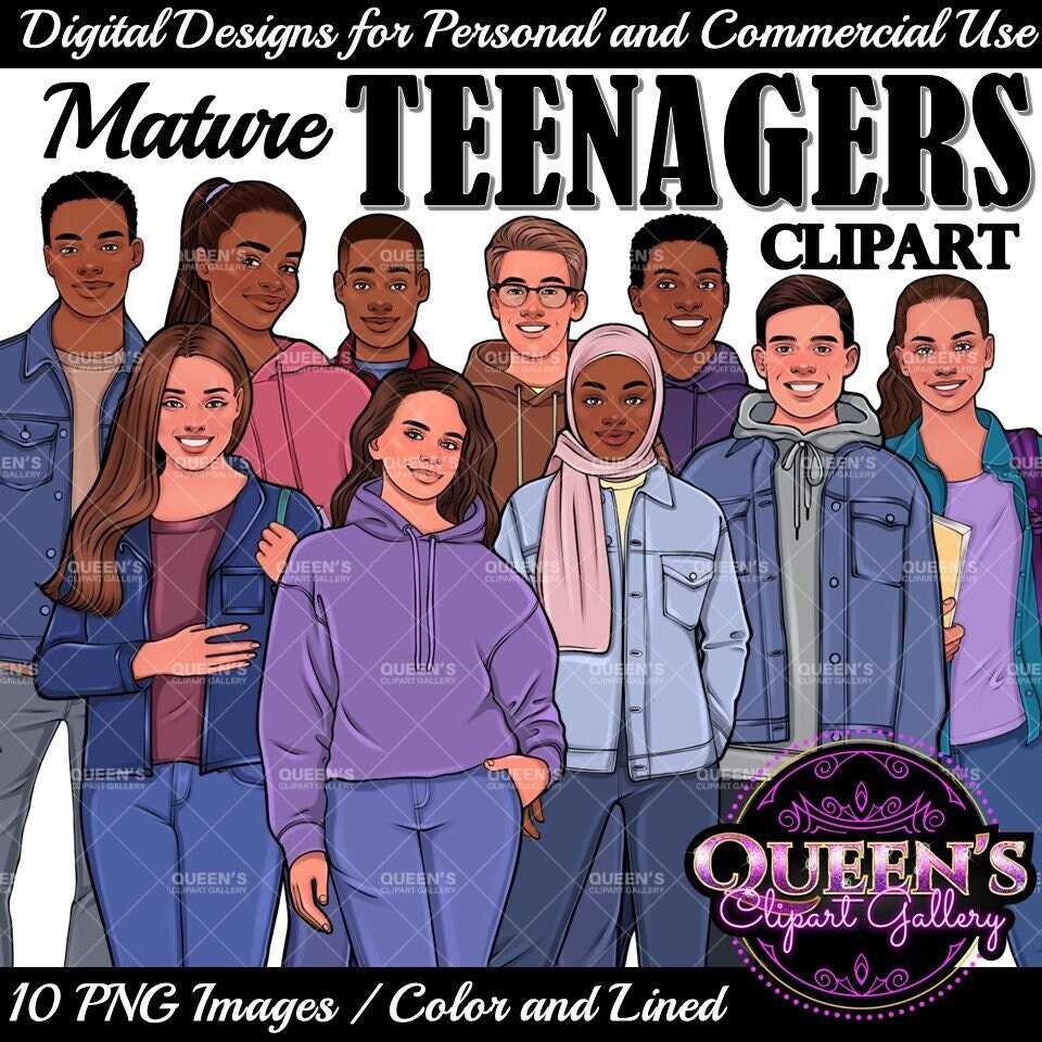 Teenagers Clipart, Teen Clipart, Mature Teens Clipart, Teenagers ...