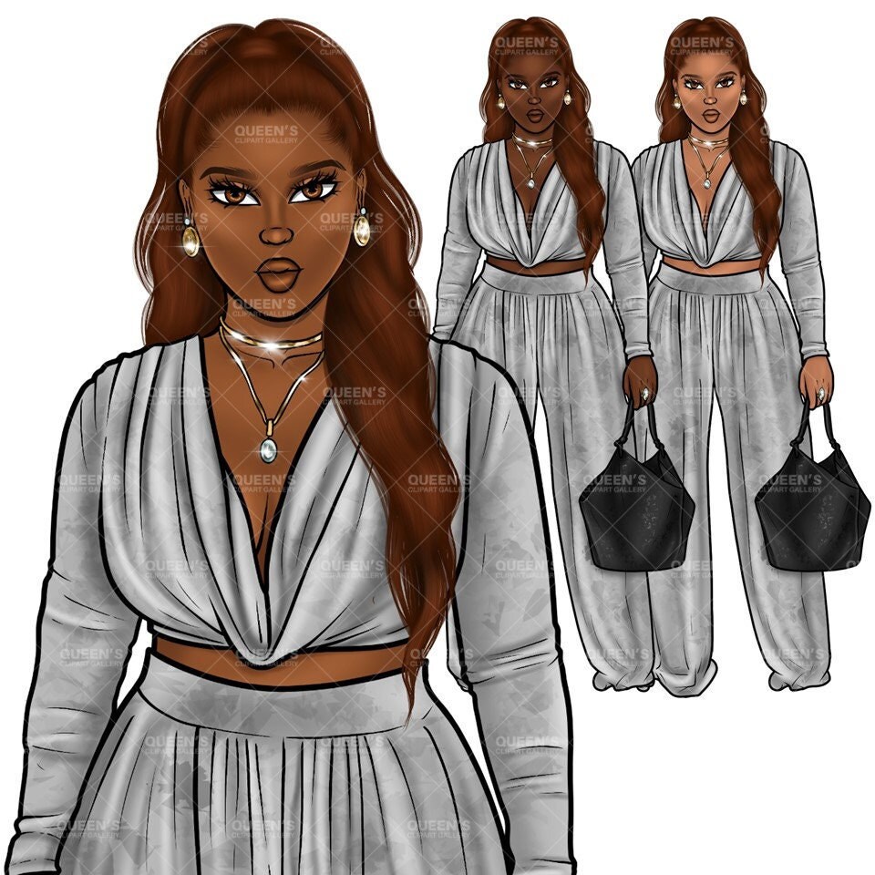 Afro Girl Clipart African American Woman Black Woman - Etsy