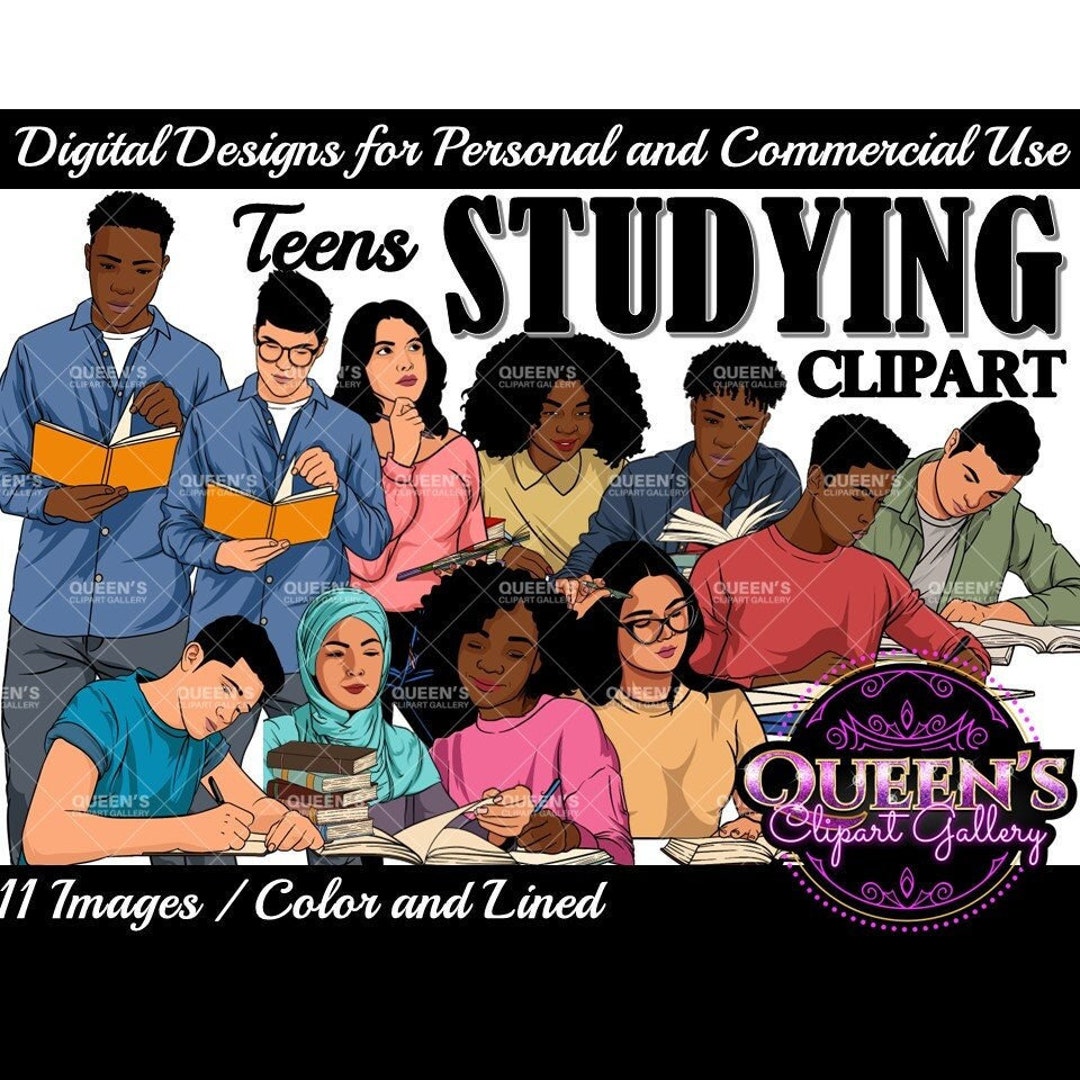 Teenagers Reading Clipart | Teens Studying | Reading and Writing ...