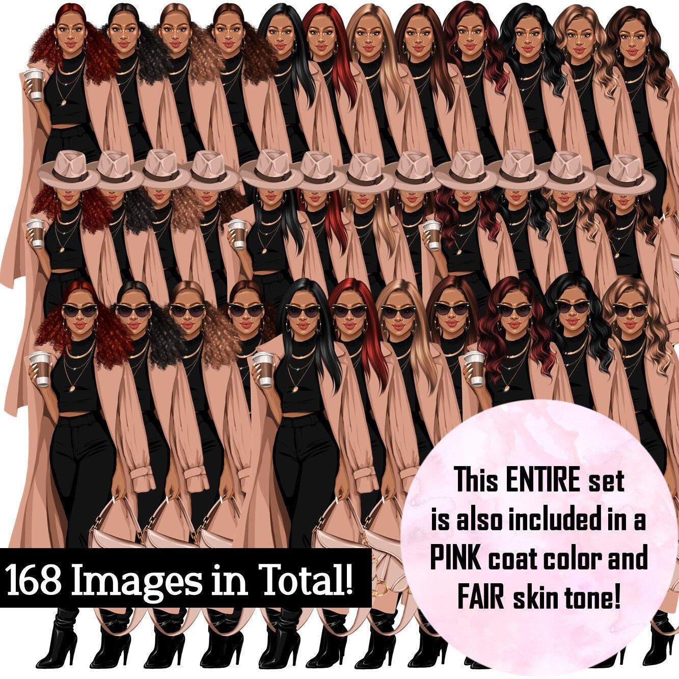 Fashion Girl Clipart, Black Woman Clipart, African American Clipart ...