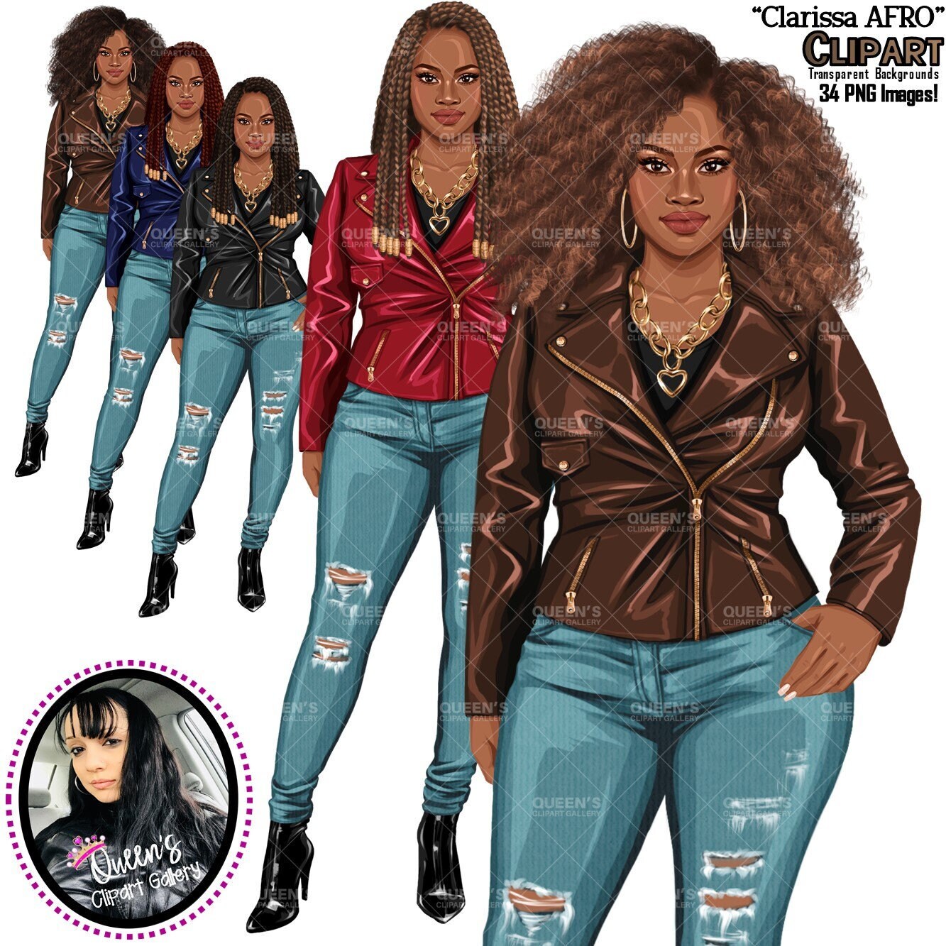 Curvy Denim Girls, Jeans Girl Clipart, Curvy Girl Clipart, Afro Woman ...