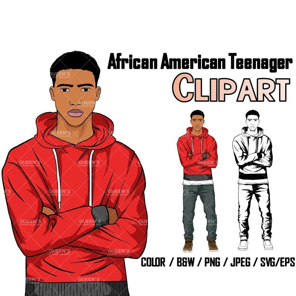 Black Teenager Clipart Jugendlich Mädchen Vektor. Schwarz.