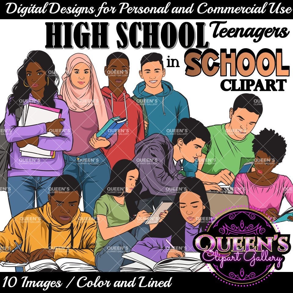 Teenagers Clipart, School, Students, Male Teen Clipart, Female Teen ...