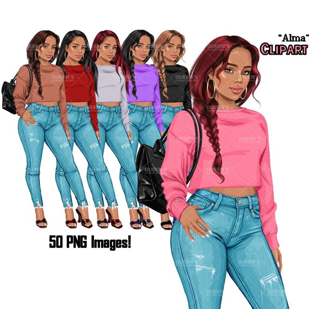 Denim Jeans Girl Jeans Girl Clipart Teenager Clipart - Etsy