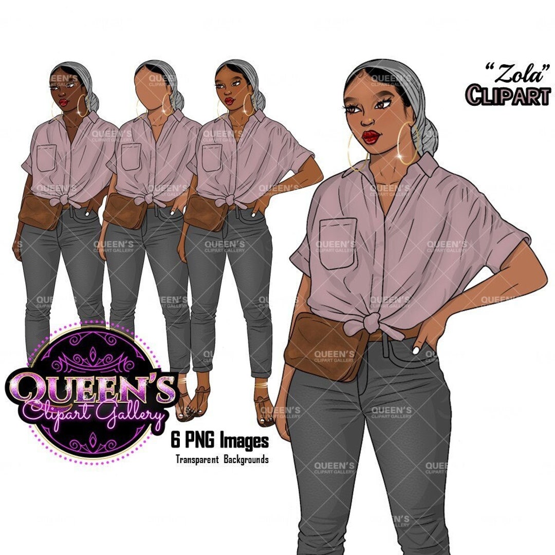 Curvy Denim Girl, Jeans Girl Clipart, Curvy Girl Clipart, Afro Woman ...