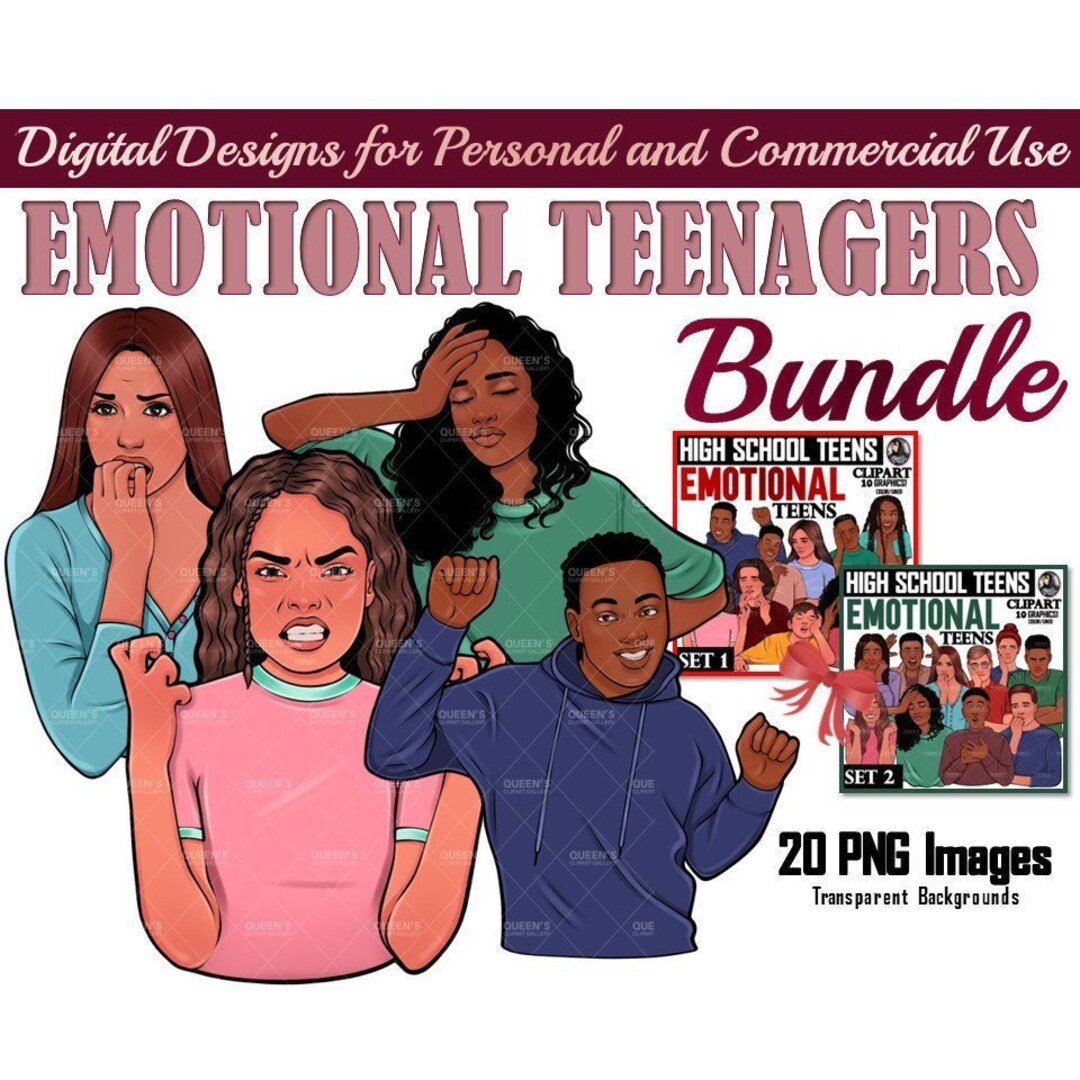 Emotional Teens Clipart Teenagers Mature High School - Etsy