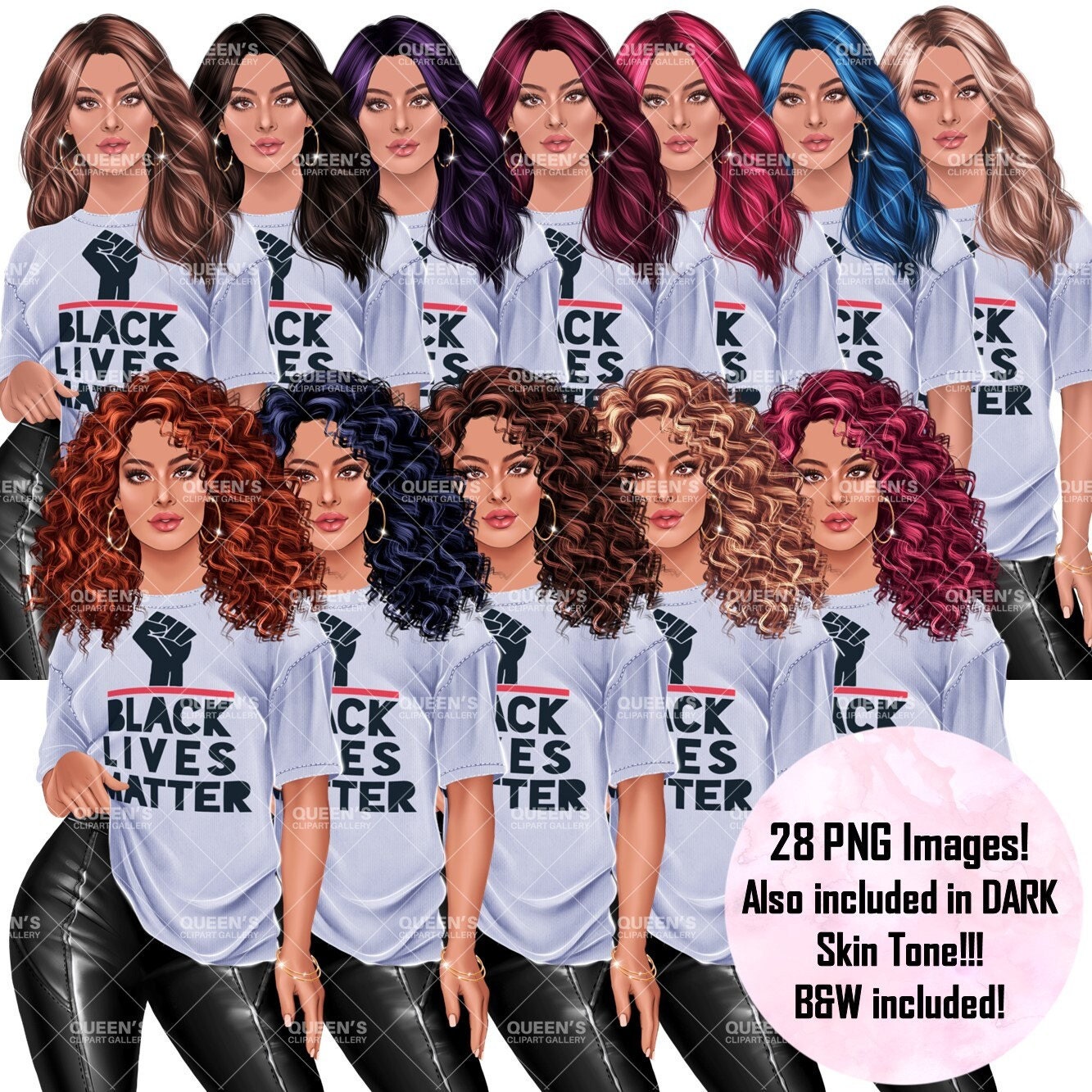 Black Lives Matter Clipart, Power Girl Clipart, Hands up Clipart, BLM ...