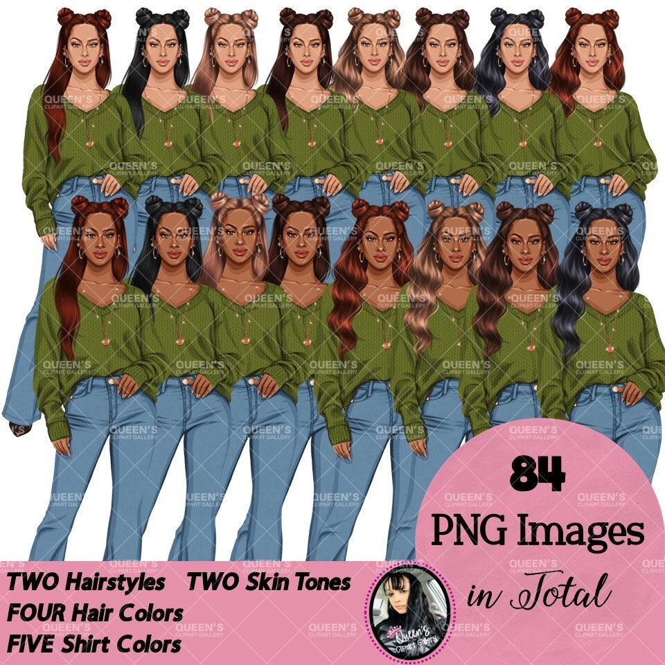 Denim Jeans Girl Fashion Girl Clipart Curvy Girl Clipart - Etsy