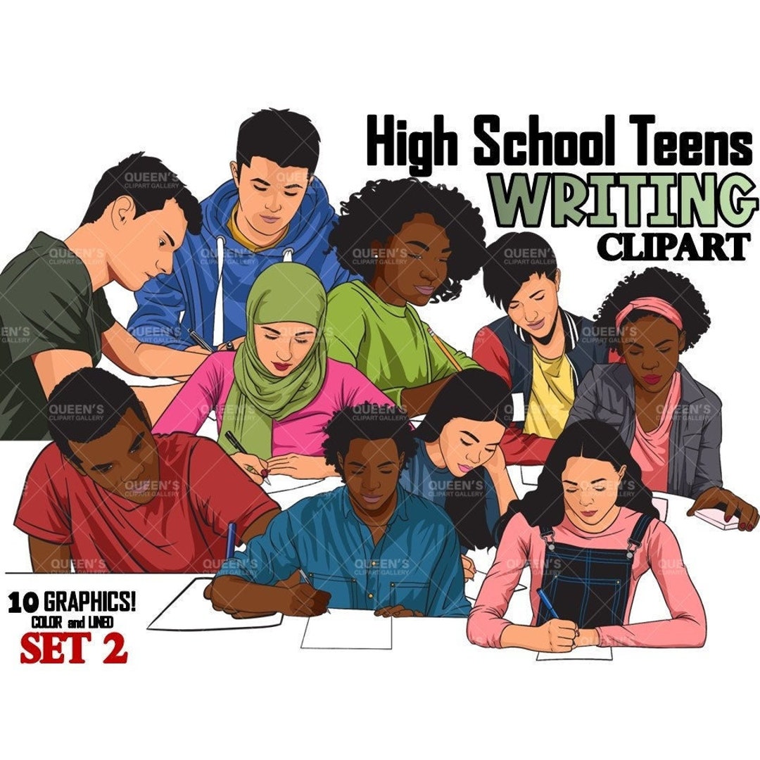 Writing Students Writing Student Clipart Teens Teenagers - Etsy