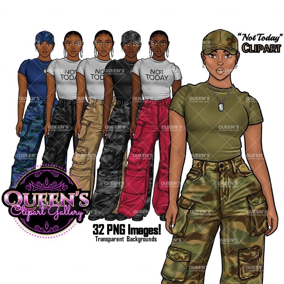Army Clipart, Afro Military Woman Clipart, Fashion Girl Clipart ...
