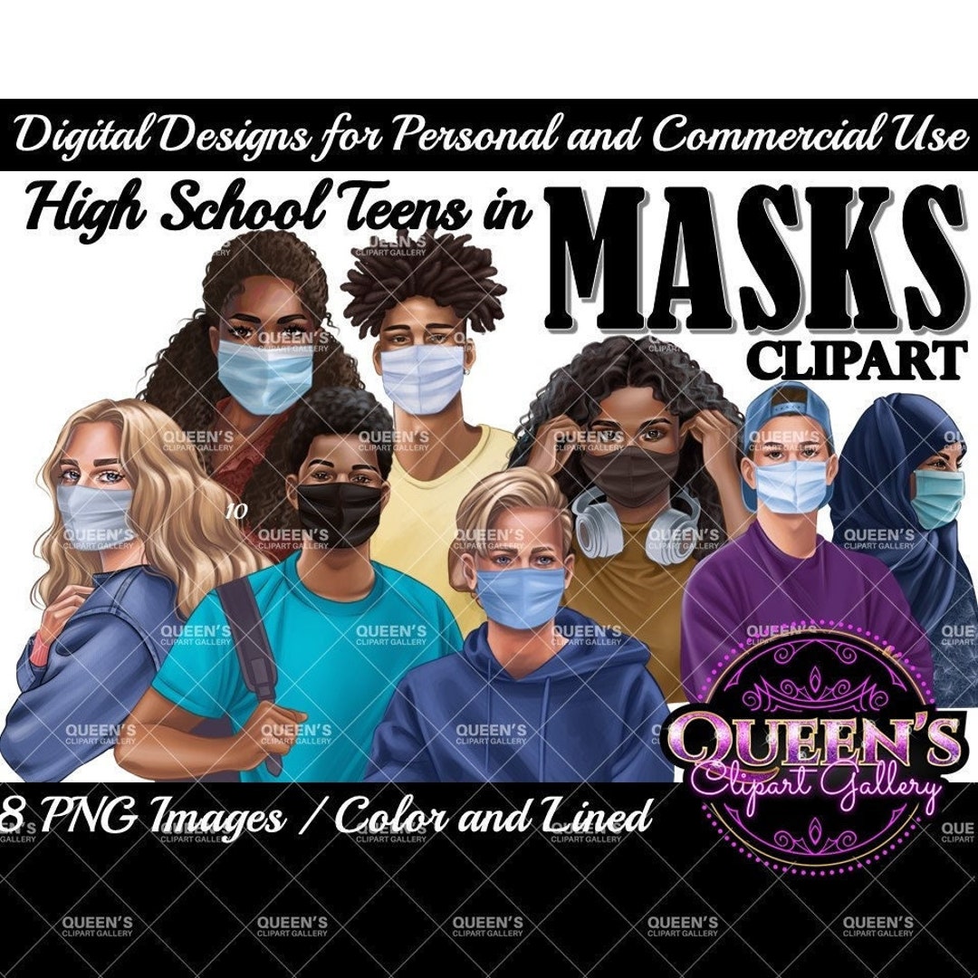 Masks Clipart Kids, Clipart Teens, Face Covering, Teenagers, Faces With ...