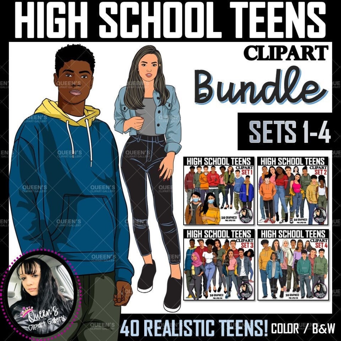 Teenagers Clipart High School Students Older Teens Male | Etsy