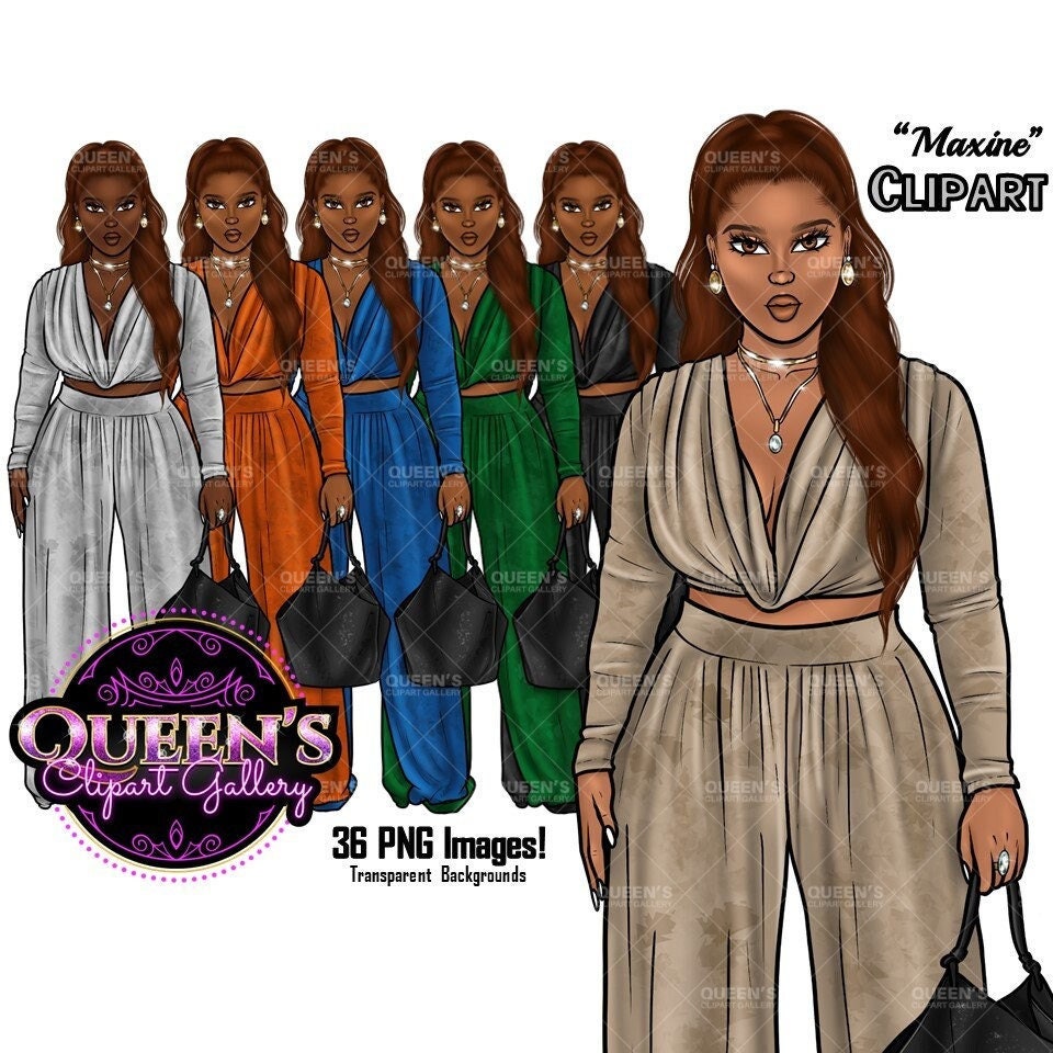 Afro Girl Clipart African American Woman Black Woman - Etsy