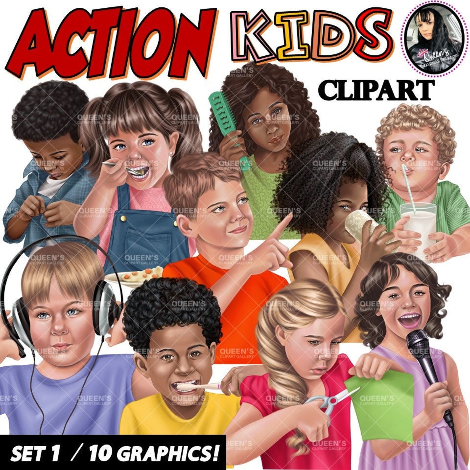 Action Kids Clipart Kids in Action Clipart Elementary - Etsy