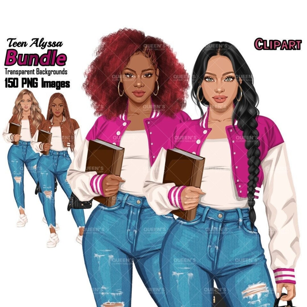 Afro Denim Jeans Girl, Jeans Girl Clipart, Teenager Clipart, Fashion ...