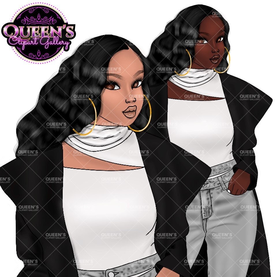 Afro Girl Clipart Fashion Clipart Black Woman Clipart Black - Etsy