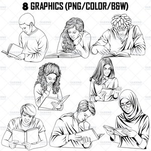 Teens Reading Clipart Teenager Clipart Back to School - Etsy