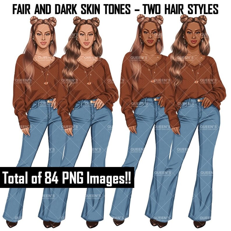 Denim Jeans Girl Fashion Girl Clipart Curvy Girl Clipart - Etsy