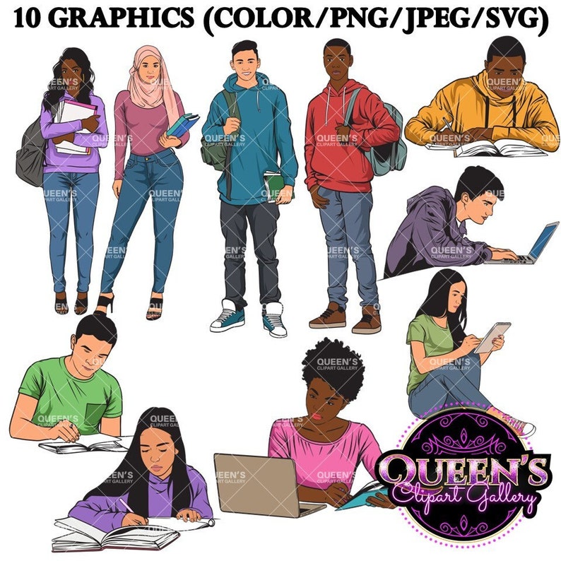 Teenagers Clipart, School, Students, Male Teen Clipart, Female Teen ...