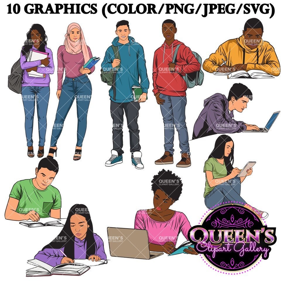 Teenagers Clipart, School, Students, Male Teen Clipart, Female Teen ...