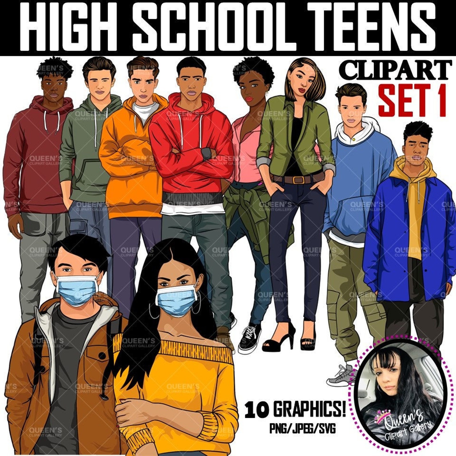 Teenagers Clipart High School Students Older Teens Male - Etsy