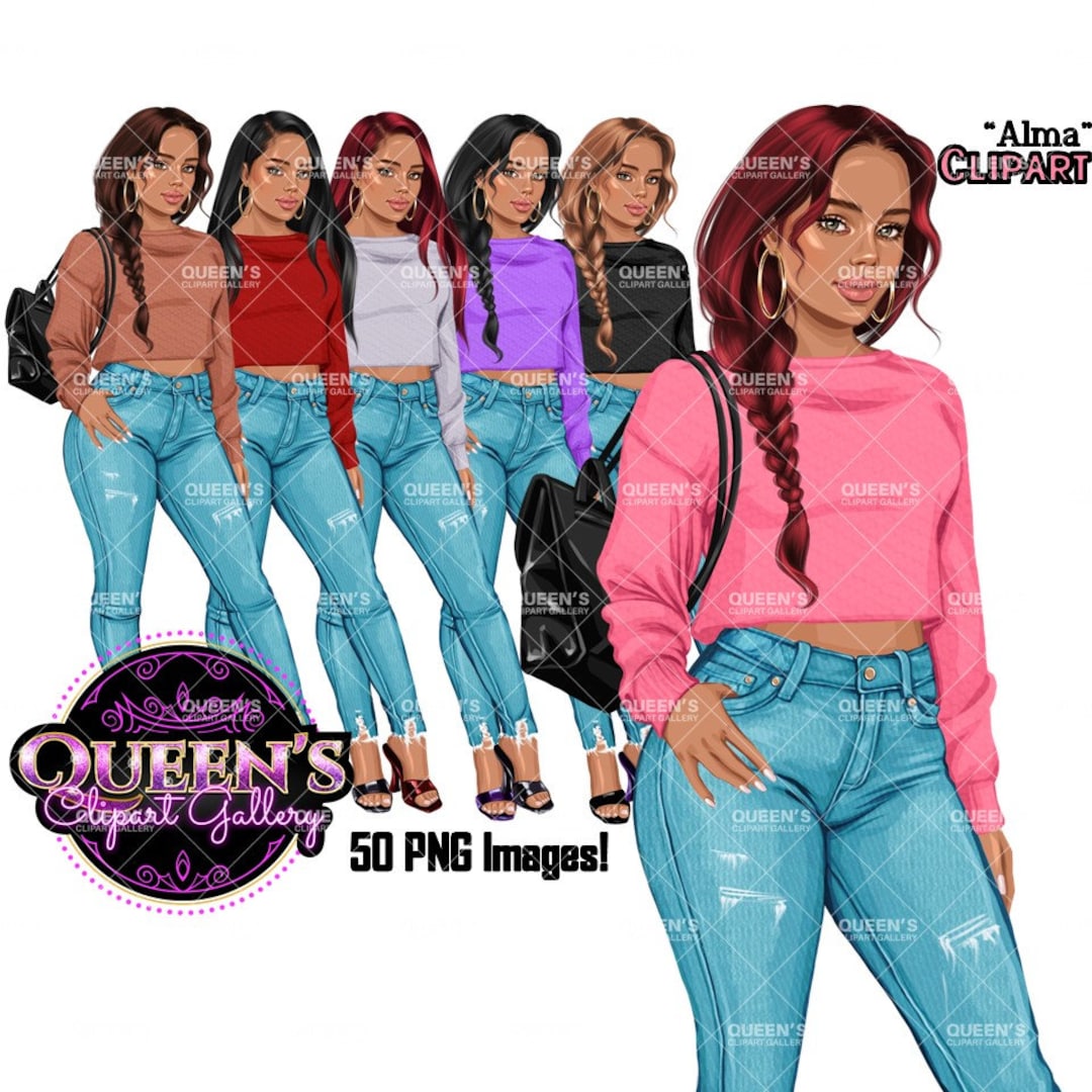 Denim Jeans Girl, Jeans Girl Clipart, Teenager Clipart, Fashion Girl ...