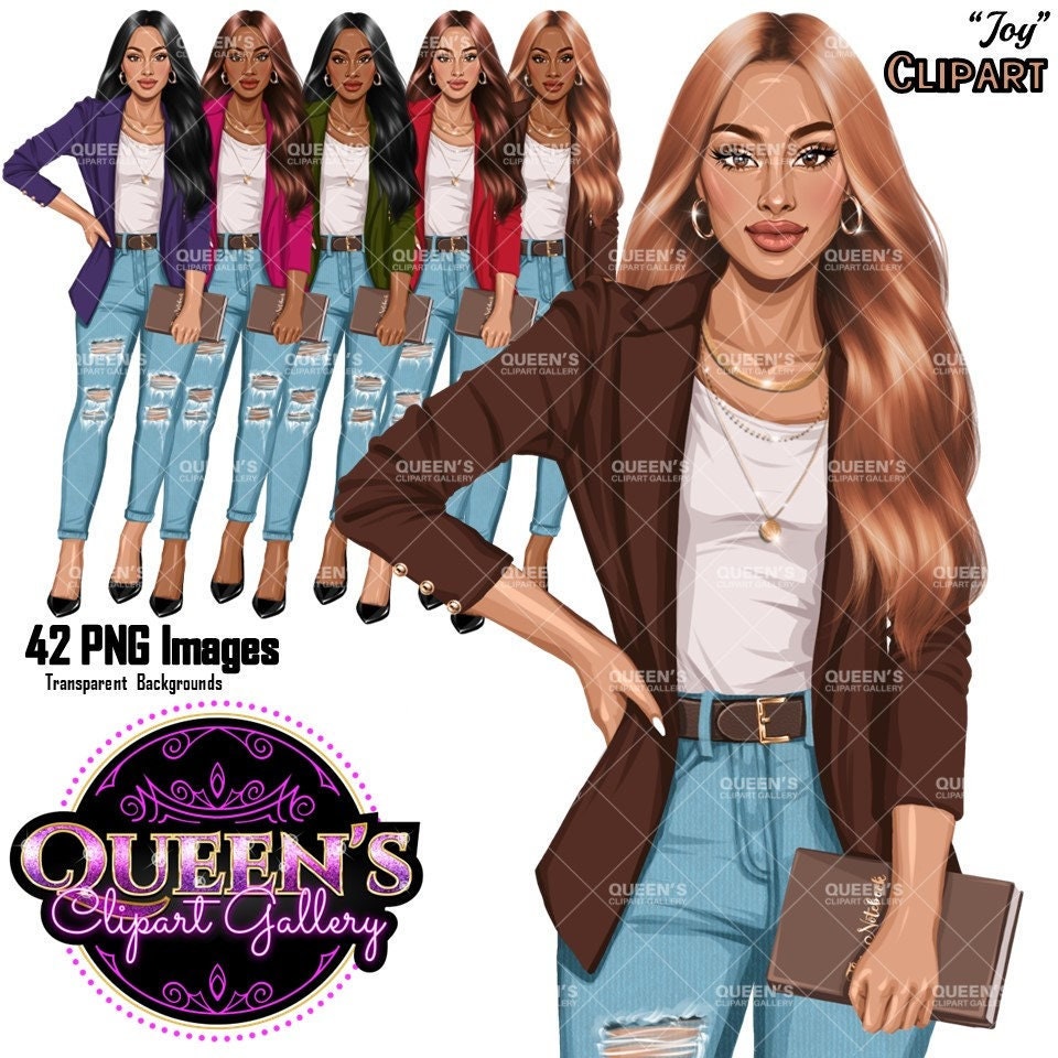 Denim Jeans Girl, Woman Clipart, Fashion Girl Clipart, Teacher Clipart ...