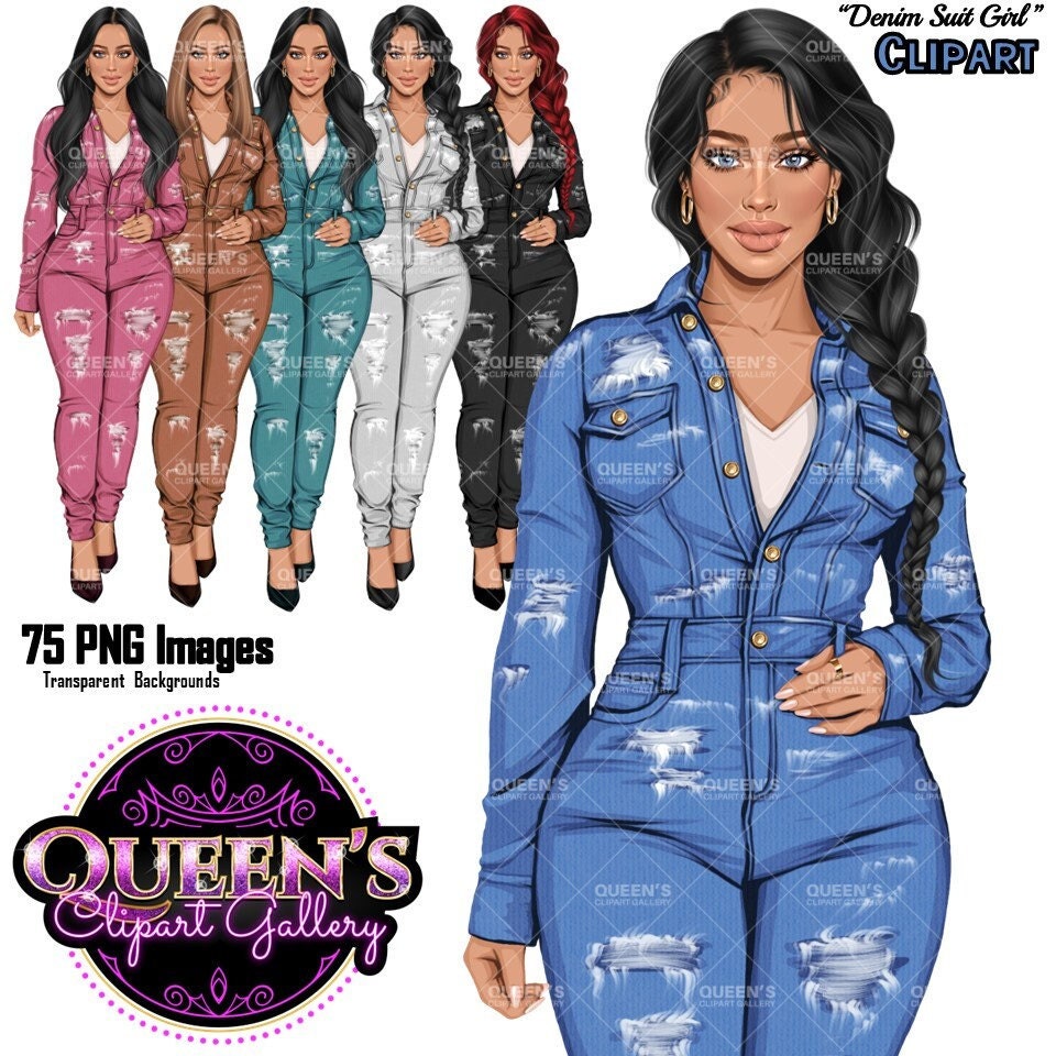 Denim Jeans Girl Clipart, Fashion Girl Clipart, Jeans Girl Clipart ...