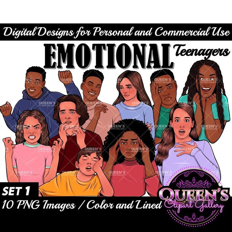 Emotional Teens Clipart, Teenagers, Mature High School Students ...