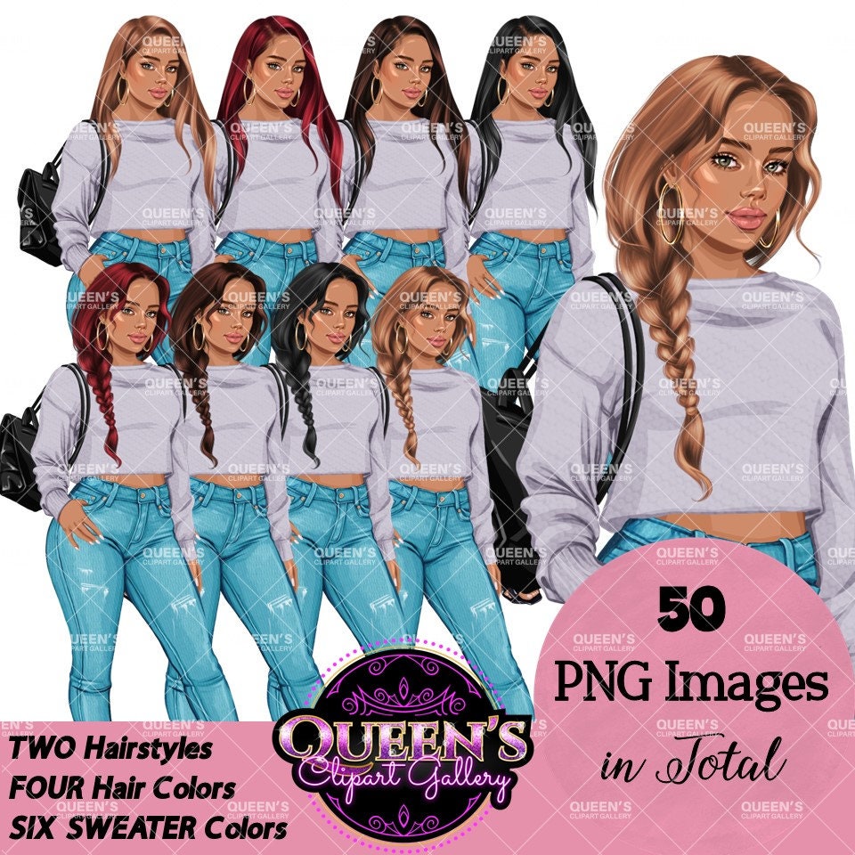 Denim Jeans Girl, Jeans Girl Clipart, Teenager Clipart, Fashion Girl ...