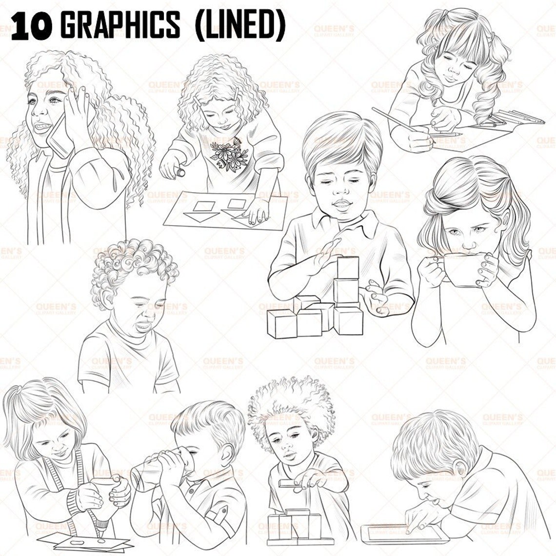 Action Kids Clipart Kids in Action Clipart Elementary - Etsy