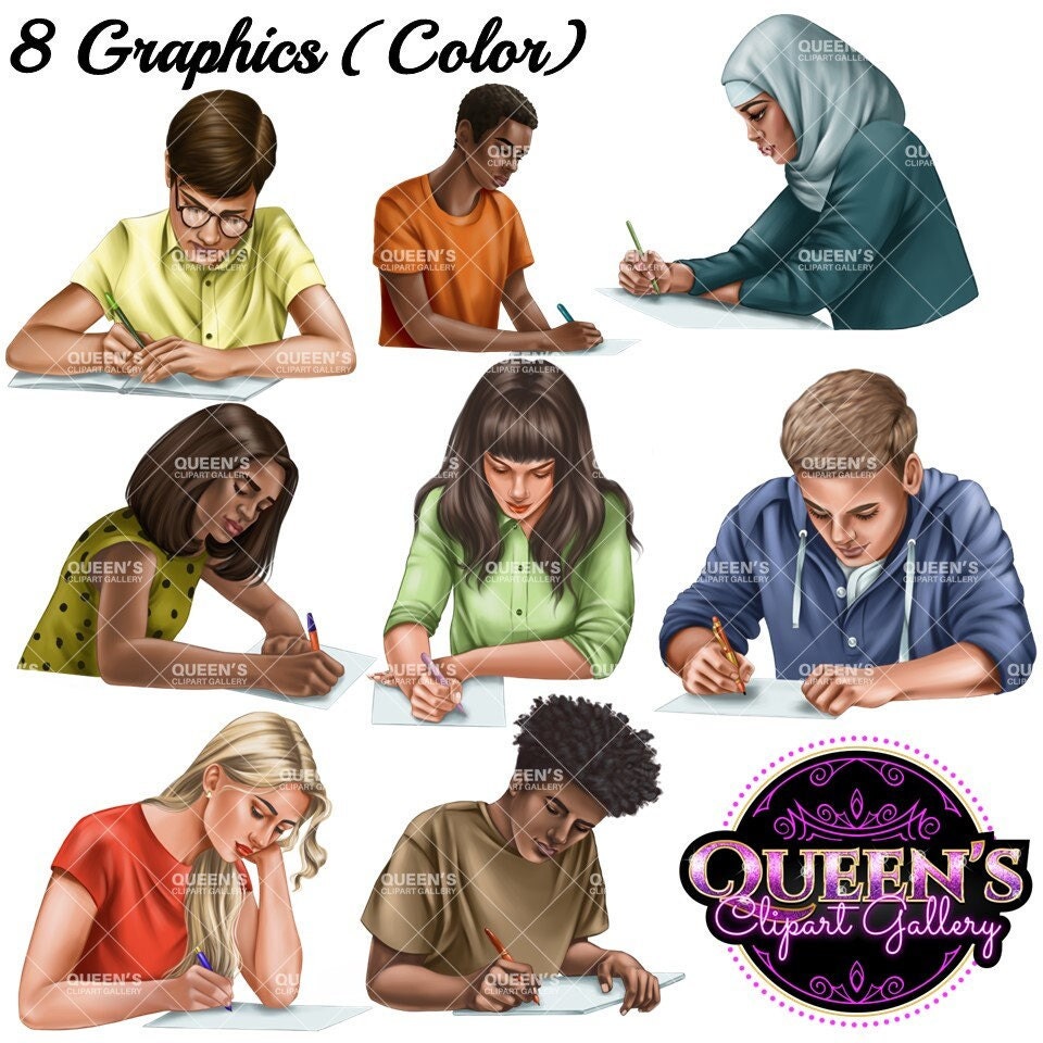Teens Writing Clipart, Teenager Clipart, Back to School, Writing ...
