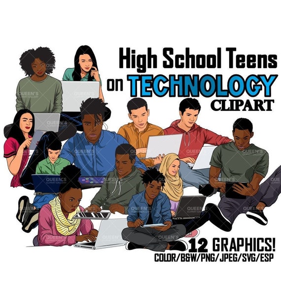 Teenagers on Technology Teens Studying Male Teen Female - Etsy UK