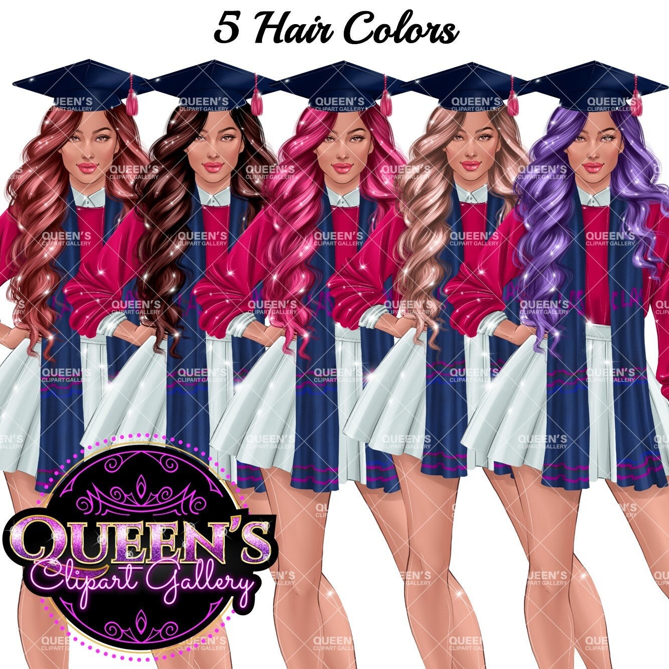 Graduation Clipart, Graduating Girls Planner Stickers, School Clipart ...