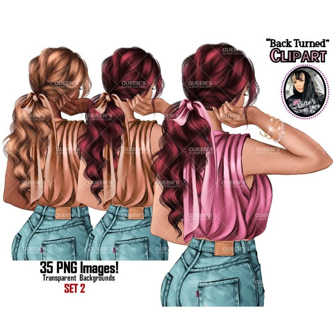 Back View Clipart Back Turned Fashion Girl Clipart Fashion - Etsy UK