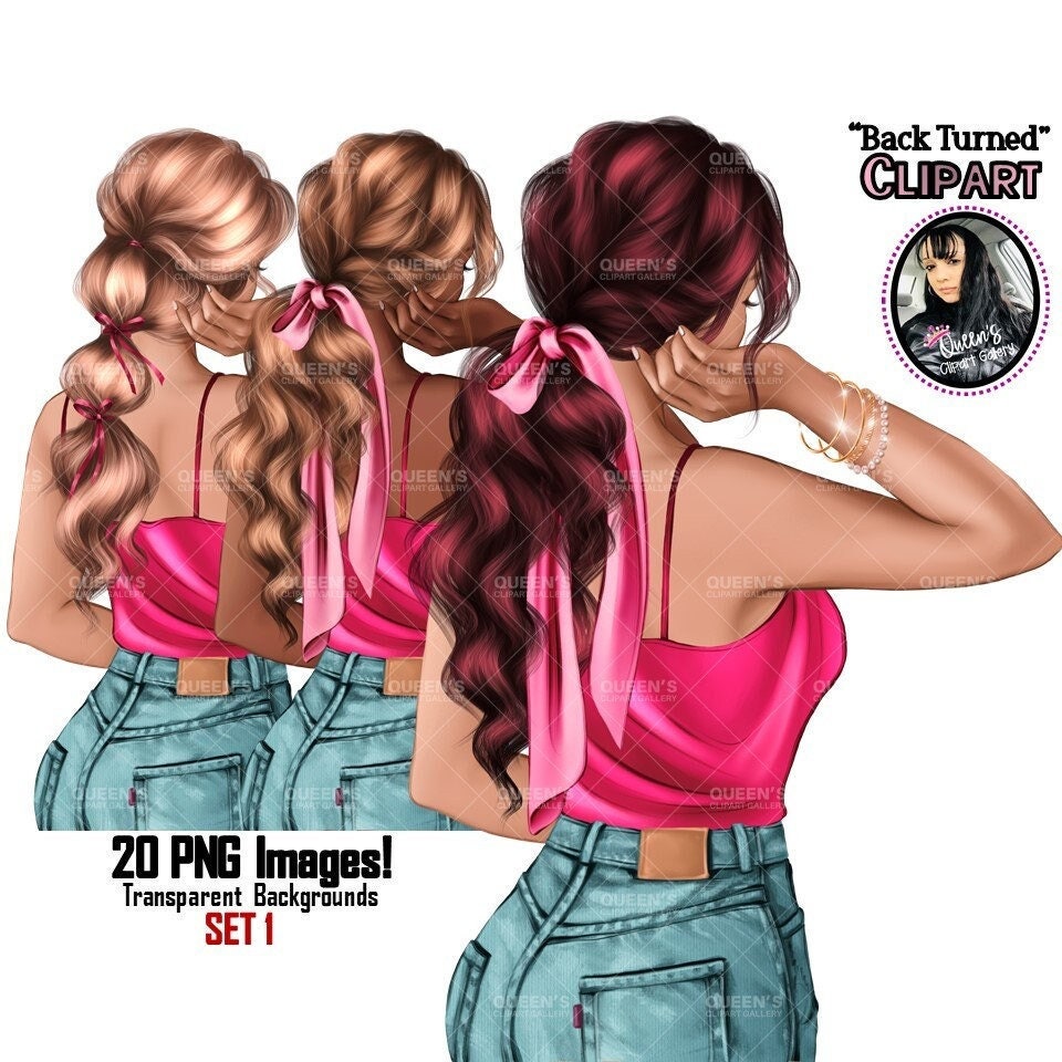 Back View Clipart Back Turned Fashion Girl Clipart Fashion - Etsy