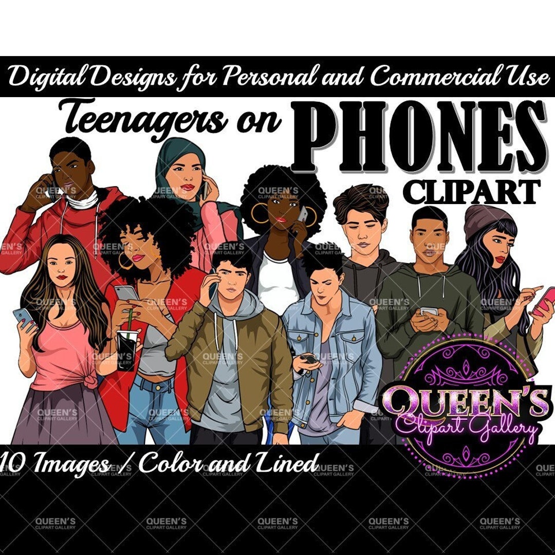 Teenagers on Phones, Teens Texting, Teenagers Clipart, Cell Phones ...