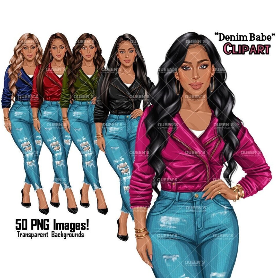 Curvy Denim Girl, Jeans Girl Clipart, Curvy Girl, Woman Clipart ...